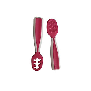 Pack Pre-Spoon Self-Feeding Baby Utensil Set - Silicon, BPA Free Toddler Supplies for Easy Teething & Led Weaning of Boys & Girls 6+ Months, Perfect First Stage & Second Stage Baby Feeding Gift (Pink)