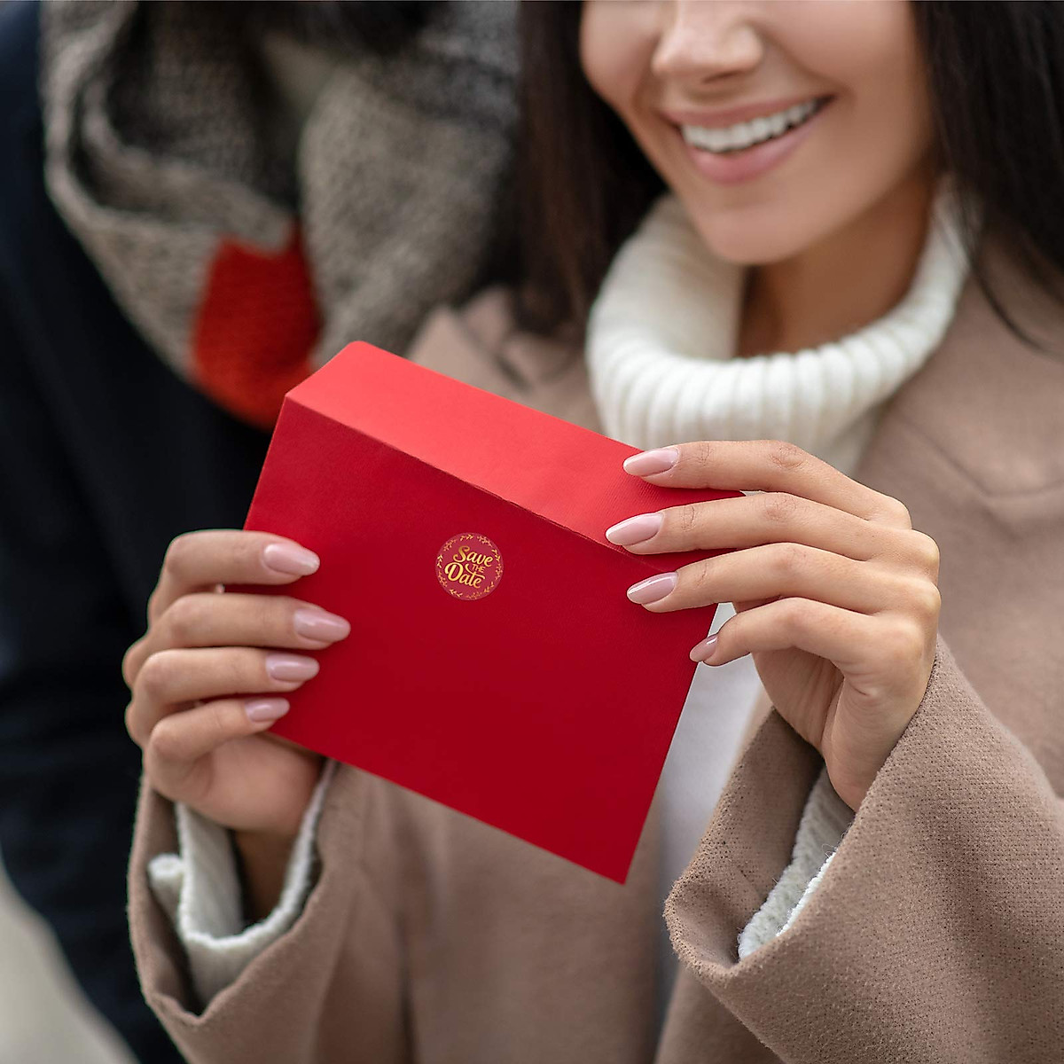 400 Pieces Save The Date Envelope Seal Sticker Party Invitation Label Sticker Gold Foil Transparent Stickers Round Self Adhesive Labels for Wedding Birthday Valentines Baby Shower, 1 Inch