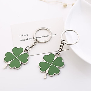 6pcs Four-Leaf Clover Fortune Keychain Lucky Shamrock Sparkling Charm Keyring St.Patrick Day