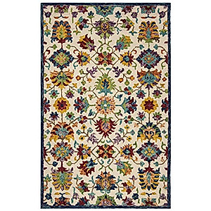 SAFAVIEH Aspen Collection 5' x 8' Ivory/Blue APN509A Handmade Boho Wool Area Rug
