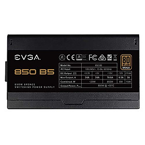 EVGA 850 B5, 80 Plus BRONZE 850W, Fully Modular, EVGA ECO Mode, 5 Year Warranty, Compact 150mm Size, Power Supply 220-B5-0850-V1