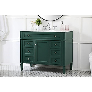 Elegant Decor Park Avenue 42" Metal MDF Marble Single Bathroom Vanity in Green