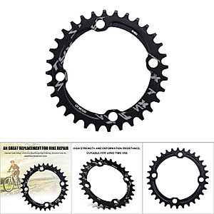 HERCHR 104 BCD Chainring, Aluminum Alloy Round Single Bike Chainring for Mountain Bike Road Bike(32T-Black)