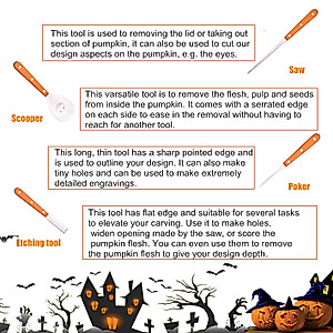 Pumpkin Carving Tools,12 PCS Halloween Pumpkin Carving Kit Stainless Steel Set Professional,DIY Pumpkin Decorating Kit for Kids and Adults,Wood Pumpkin Cut Out, Pumpkin Cutting Knife Tools 10 Stencils