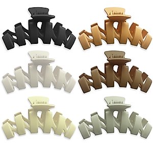Large Hair Clips 4 Inch Non Slip Jaw Clips, Strong Hold Claw Clips for Thin Hair, Big Hair Clips for Women Thick Hair 6 Colors (6 Pieces)