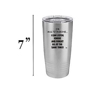 Rogue River Tactical Funny Sarcastic Office Work 20 Oz. Travel Tumbler Mug Cup w/Lid Vacuum Insulated Hot or Cold Multitasking (Silver)