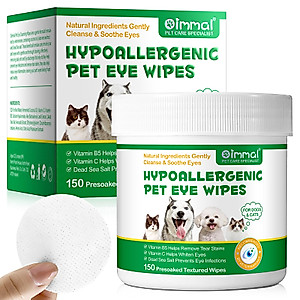 Dog Eye Wipes, 150PCs Eye Cleaning Wipes for Dogs & Cats Remove Dog Tear Stain, Dried Mucus Secretions, Discharge & Crust, Cleaning Wipe - Pet Gentle Care Supplies Diposable Wipes for Eyes, Face, Paws