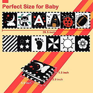 URMYWO Black and White Baby Toys, High Contrast Newborn Toys 0-3 Months Brain Development, Tummy Time Toys, Soft Baby Book, Infant Sensory Toys 0-6-12 Months Visual Stimulation Montessori Toy Gift