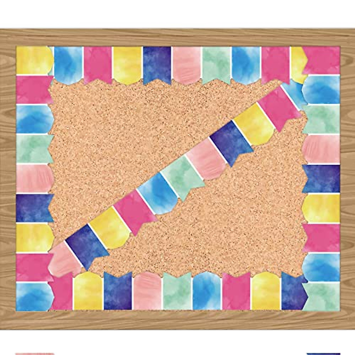 Watercolor Pennants Bulletin Board Border Die-Cut Scalloped Border Trim for Classroom 52ft One Roll