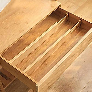 VaeFae 6 Pack Bamboo Drawer Dividers, Adjustable Drawer Organizer, Expandable Organization for Kitchen, Office, Bedroom, Dressers and Bathroom