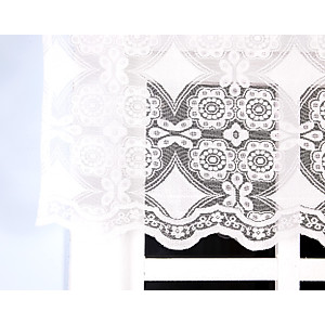 Molaxhome Lace Curtains 29 x 36 inch, 2 Pack White Kitchen Tiers Sheer Rod Pocket Voile for Small Bathroom Window Treatment (29 x 36 inch, White)