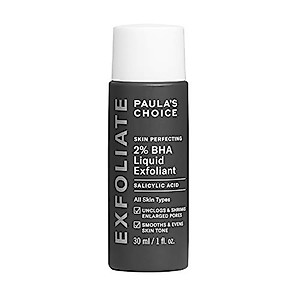 Paula's Choice Skin Perfecting 2% BHA Liquid Salicylic Acid Exfoliant, Gentle Facial Exfoliator for Blackheads, Large Pores, Wrinkles & Fine Lines, Travel Size, 1 Fluid Ounce - PACKAGING MAY VARY