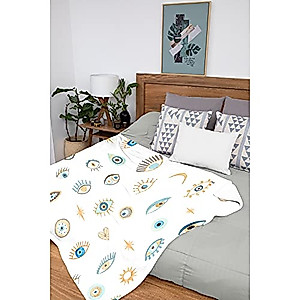 Todeyya Nazar Evil Eye Pattern Throw Blanket - ​Super Soft Flannel Fleece Blanket for Gifts, Plush Lightweight Fuzzy Cozy Blanket Microfiber for Couch Sofa Bed All Season XS 40"x30" for Pets