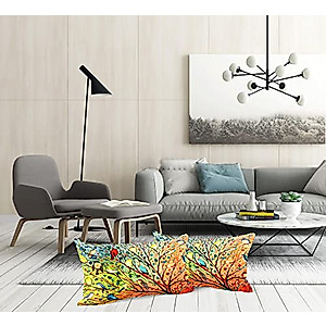 Unibedding Outdoor Lumbar Birds Throw Pillow Covers 12x20 Set of 2 Spring Summer Pillow Covers Rectangle Cushion Covers for Sofa Couch Patio Garden Seasonal Decoration, Blue