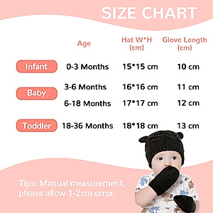 Unisex Baby Toddler Hat and Mitten Set Winter Knitted Thick Warm Beanie Cap Gloves for Infant Boys Girls (White, M (3-6 Months))
