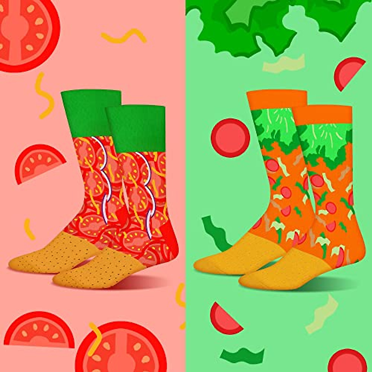 AGRIMONY Funny Taco Socks Box - Funny Gifts for Men Women Teen Boys - Tacos Fun Novelty Funky Crazy Silly Cool Cute Food Socks-Valentines Day Birthday Taco Gifts Stocking Stuffers(M,2 pairs)
