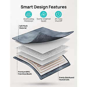 Weighted Heating Pad 17''x 33" XXXL Electric Heating Pad for Back Pain Relief, 5LBS with 6 Heat Settings 2H Auto-Off Heat Pad for Shoulder Arms Legs Cramps Washable