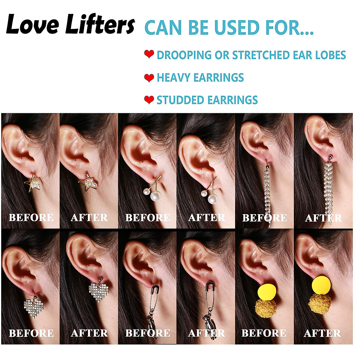 Earring Backs for Droopy Ears 3 Pairs Earring Lifters Backs Earrings Backings 18k Gold Plated Rose Gold Plated Earring Backs for Droopy Ears Ear Lifting Earing Backs Earring Backs for Heavy Earring