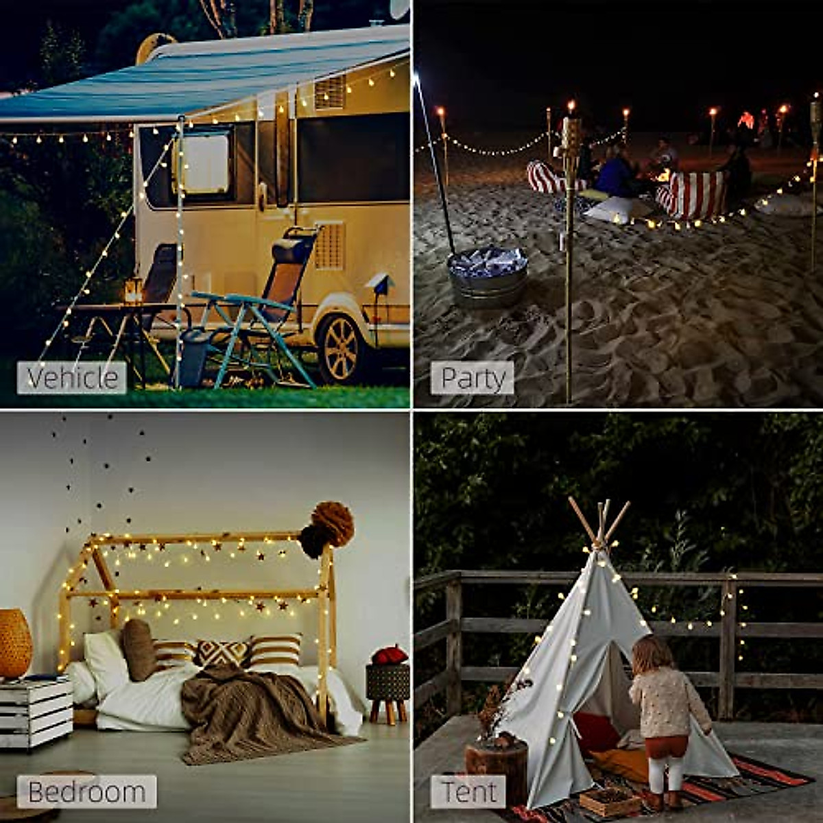 Globe String Lights Battery Operated Outdoor Lights with Remote Timer 20FT 40 LED Fairy Lights Indoor Outdoor Waterproof Hanging Lights for Patio Gazebo Balcony Garden Bedroom Christmas Décor Yummuely