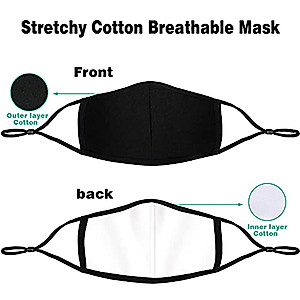 Vitnette 10Pcs Black Face Masks 100% Cotton Face Mask Cloth Masks Reusable Thin Breathable Washable Adjustable with Nose Wire