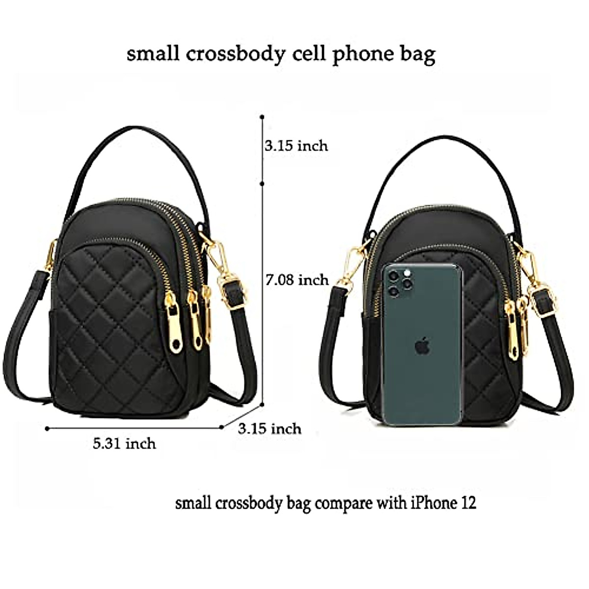 Small Crossbody bags Cell Phone Wallet Purses Travel Pouch Mini Shoulder Bag for Women Girl, Black