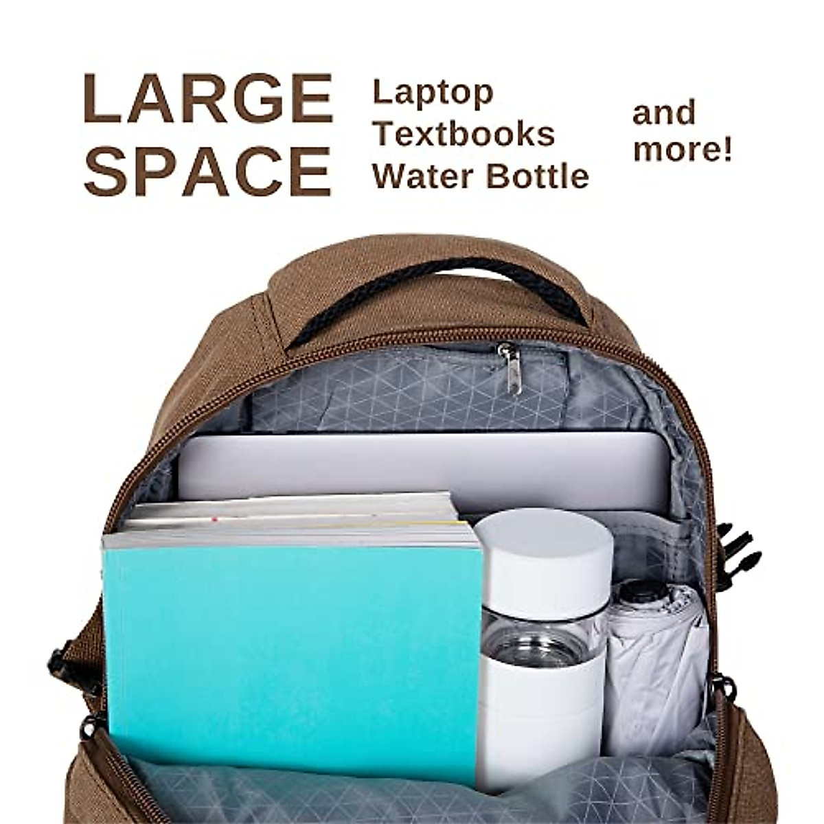 Cango Canvas Multipurpose Daypack Travel large Storage Space Durable and Lightweight Outdoor Backpack with Multiple Compartments and Adjustable leather Straps