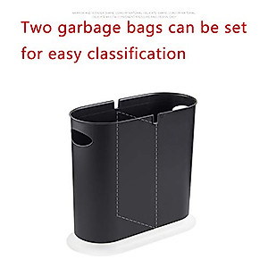 8 Liters / 2.6 Gallon Nordic Style Creative Spring Top Cover Type Pop Cover Waste Waste-Basket Plastic with lid Bathroom Kitchen Bedroom Office Oval Split Trash Can (Black, 8 L/2.6 Gallon)