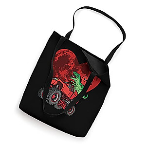 Heart Dinosaur Riding Monster Truck Valentines Day Moon Tote Bag