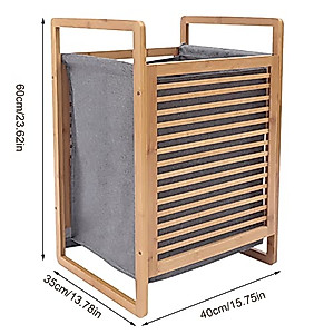 One-Section Organizer Storage Shelf with Bamboo Frame and Baskets Storage Drawers Unit,Laundry Towel Hamper Cabinet Tower One Part Compartment Sorter Basket