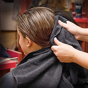 TASALON Microfiber Hair Towel - 10 Pack - Salon Towels - Quick Dry Microfiber Towels - 29 x 16 Inches Ultra-Soft Microfiber Towel for Hair, Facial Towels with Soft Absorbant - Black