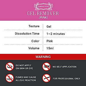 Gel Remover for Eyelash Extension/Quickly and Easily Removes Eyelash Extension Adhesive/Fast Dissolution Time / 15ml (Pink)