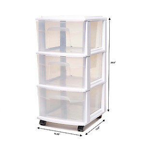 HOMZ Home Products International 3-Drawer Cart, Medium, White