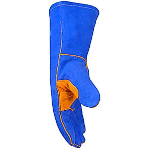 Caiman Premium Split Cowhide Leather Welding Gloves, Aerofoam Lining, DuPont Kevlar Stitching, Blue, Large (1440)