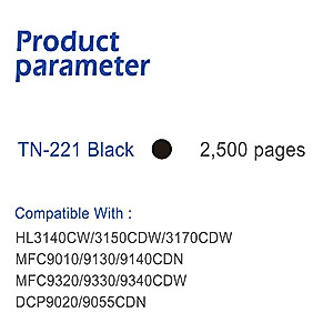 3X Black Compatible TN221 TN-221 TN-221BK TN221BK Toner Cartridge for Brother HL-3140CW 3152CDW 3172CDW 3180CDW MFC-9130CW 9330CDW 9142CDN DCP-9022CDW Printer, by EasyPrint