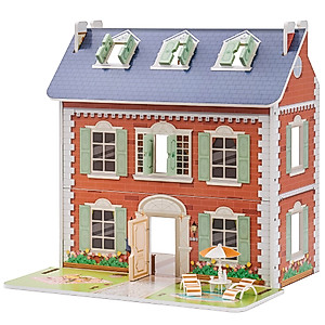 ROBUD Wooden Dollhouse for Kids Girls, Pretend Play Toy Gift for 3 4 5 6 Years Old Girls Boys