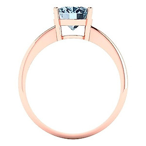 Clara Pucci 2.0 ct Oval Cut Solitaire Natural Aquamarine Engagement Wedding Bridal Promise Anniversary Ring 18K Rose Gold Size 4.5