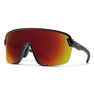 SMITH Bobcat Sunglasses – Shield Lens Performance Sports Sunglasses for Skiing, Biking, MTB, Mountaineering & More – For Men & Women – Black + Red ChromaPop Mirror Lens