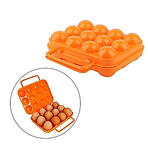 Egg Holder with Dust Proof & Double Side Plastic Storage Box Buckle for Protecting 12 Eggs(Orange)