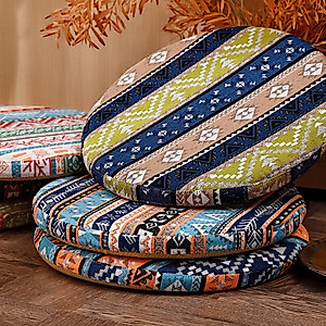 ZIBENE 14 Inch Round Chair Cushions Non Skid, Round Bistro Chair Cushion Washable, 4.5cm Thick Memory Foam Bar Stool Chair Cushion Non Slip Round Seat Cushions for Metal Kitchen Chairs