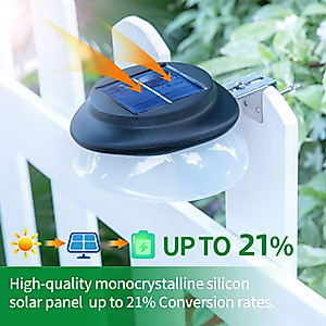 JSOT Solar Fence Lights, Bright Security Outdoor Backyard Lights Waterproof, Patio Decor Sign Lighting for Eaves Deck Pathway Garden Garage Stairs Wall 2 Installations Methods - White Light, 6 Pack