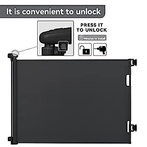 Fijinhom Retractable Baby Gate Indoor Outdoor Safety Gate for Baby and Pet Extends to 71’’ Wide 35’’ Tall Child Safety Gate Mesh Gate for Stairs, Doorways,Hallways