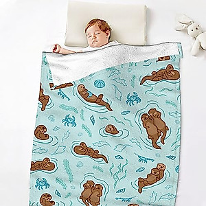 LAKIMCT Otter Swimming Blanket for Couch Bed Throw Blanket, Aesthetic Decorative Blanket for Travel Camping Comfy Blanket, Full Size Blanket, 30x50 inch