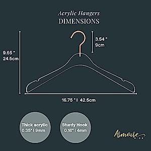 Acrylic Hangers (Rose Gold) Boutique Hangers Premium Clear Lucite Plexiglass Clothes Hangers