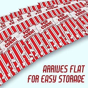 Popcorn Bags Coated for Leak/Tear Resistance. Single Serving 1oz Paper Sleeves in Nostalgic Red/White Design. Great Movie Theme Party Supplies or for Old Fashioned Carnivals & Fundraisers! (500)