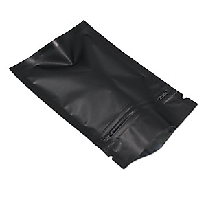 100Pcs Zipper Lock Self Seal Flat Pouch for Zip Aluminum Foil Lock Package Bag Matte Black Coffee Storage Mylar Bags Reclosable Heat Sealable Wedding Favor Candy Pouch 2.8x3.9 inch