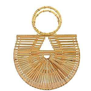 Miuco Womens Bamboo Handbags Handmade Purses Tote Bag Small
