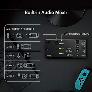 j5create Live Video Capture Card - Dual HDMI to USB-C, Supports 1080p 60Hz Video and Audio Recording, Power Delivery 60W Pass Through, Ideal for PC Xbox Playstation Android Game Live Streaming (JVA06)