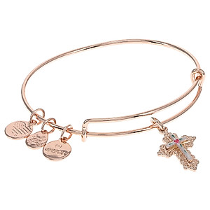 Alex and Ani AA629922Expandable Bangle BraceletSR,Floral Cross Expandable Bangle Bracelet,Shiny Rose Gold,Rose Gold, Bracelets