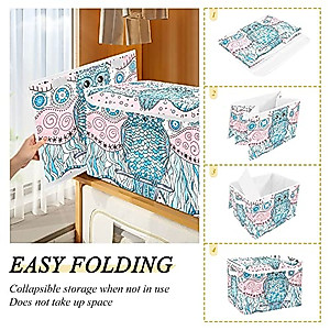 innewgogo Mandala Owl Storage Bins with Lids for Organizing Storage Baskets with Handles Oxford Cloth Storage Cube Box for Dog Toys