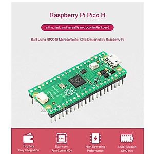 Coolwell Raspberry Pi Pico H Microcontroller Tiny Size Fast Board, Based On Official RP2040 Dual-Core Arm Cortex Processor,Configurable Pin Function